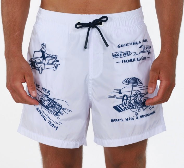 FRENCH RIVIERA | Mens Swimwear WHITE – BAIN DE MER USA I Luxury ...